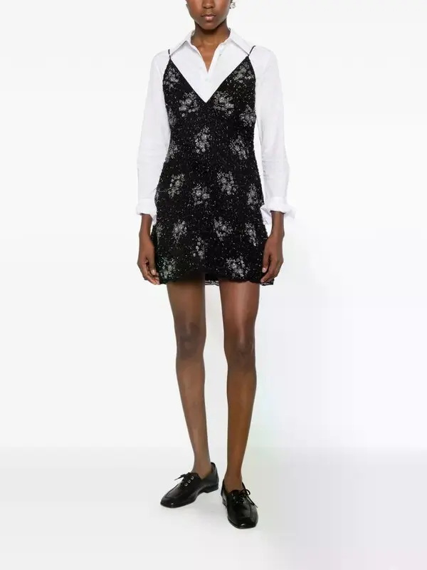 Antik Batik Bead-embellished Floral-sequin Mini Dress