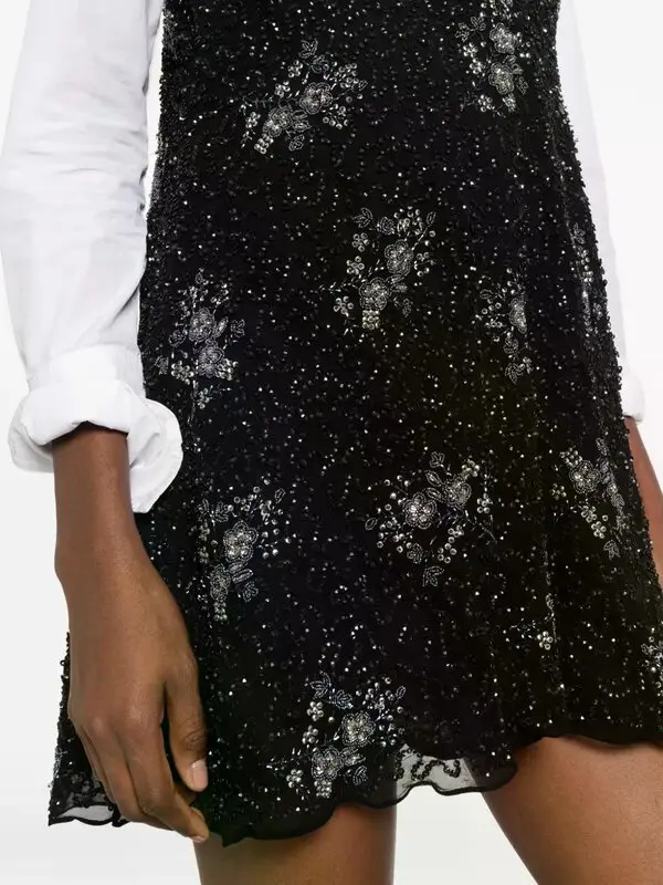 Antik Batik Bead-embellished Floral-sequin Mini Dress