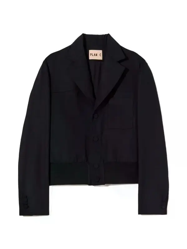 Plan C Button-up Ribbed-hem Jacket