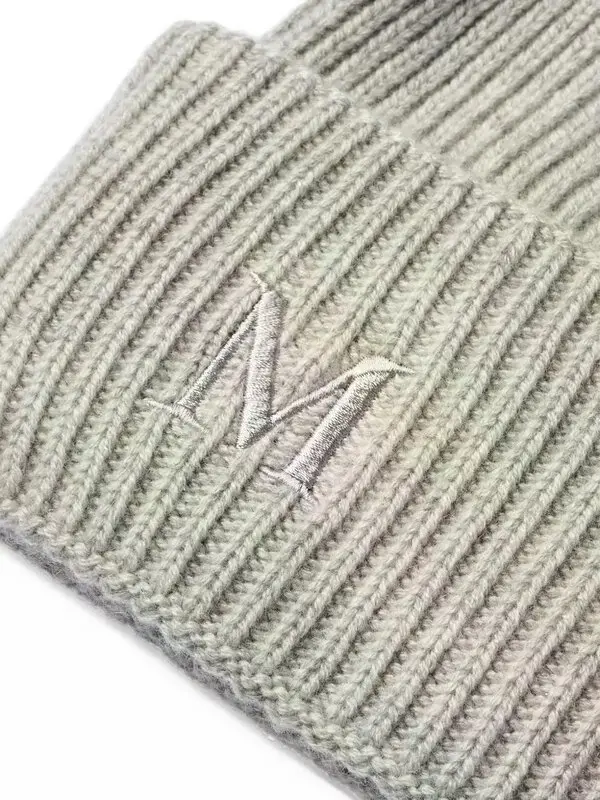Max Mara Logo-embroidered Ribbed Beanie Hat