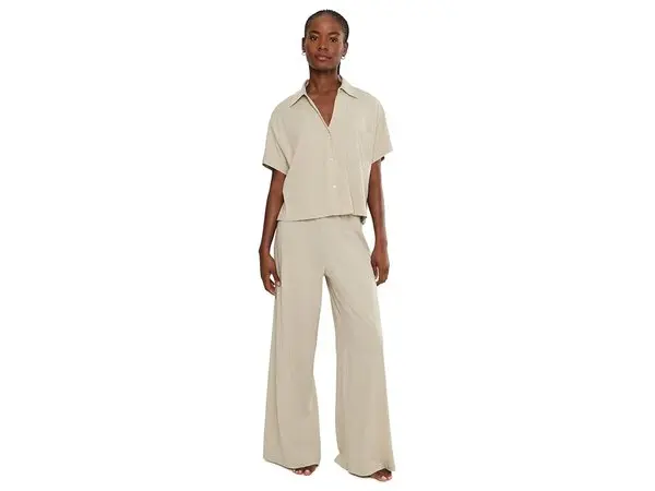 Eberjey Pima Cotton Short Sleeve Pants Pj Set Pajama Sets - Sandstone