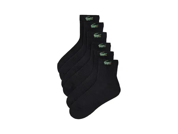 Lacoste 6-pack Ankle Socks Crew Cut Socks Shoes - Black