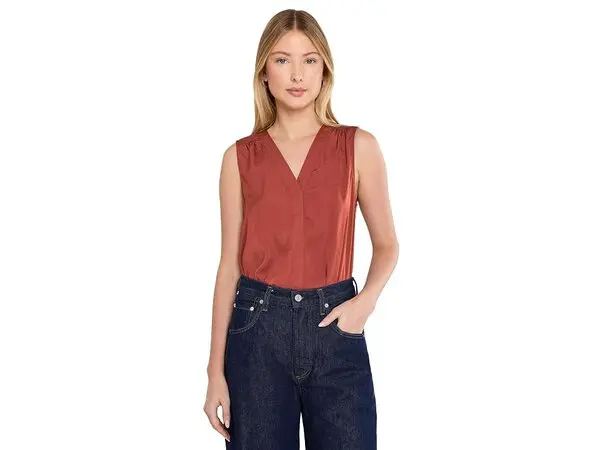 Vince Camuto Rounded Placket Shell Clothing - Rust