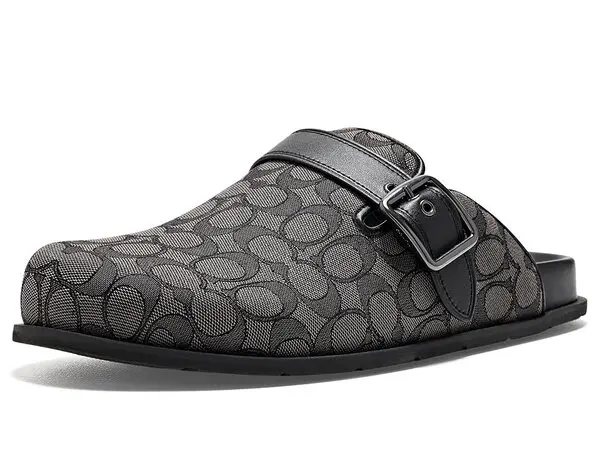COACH Buckle Clog In Signature Jacquard Shoes - Graphite/black