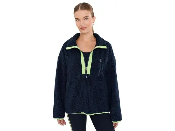 Splits59 Reese Sherpa 1/2 Zip Pullover Clothing - Indigo/limeade