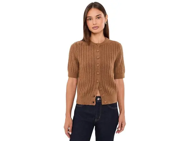 Madewell Textured-stitch Cardigan In Cozy Cotton Sweater - Pecan Shell