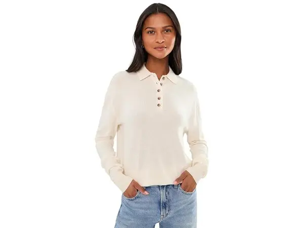 Madewell Polo Sweater In Softwool Sweater - Ivory