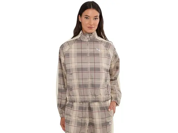 PUMA T7 Relaxed Tartan Woven Jacket Jacket Black - Mouse Gray
