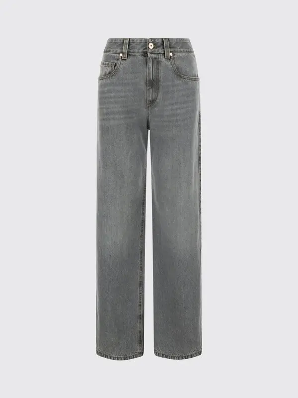 Brunello Cucinelli High-waisted Wide-leg Jeans In Denim With Monili