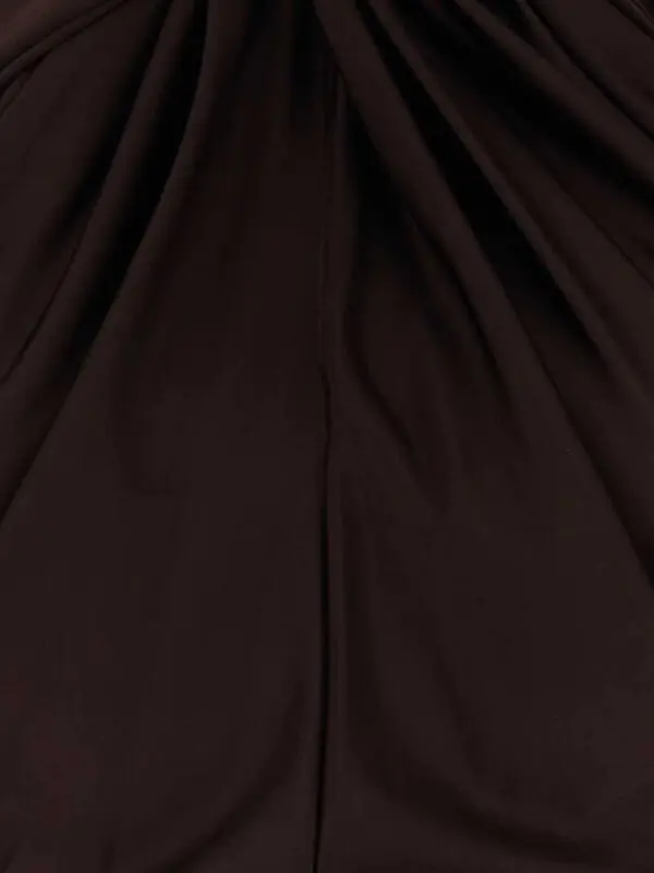 Balmain Long-sleeved Viscose Bodysuit With Draping And Lace Inserts - Brown