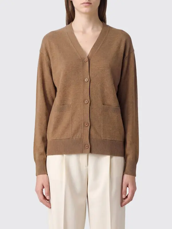 Max Mara V-neck Wool Cardigan With Dropped Shoulders