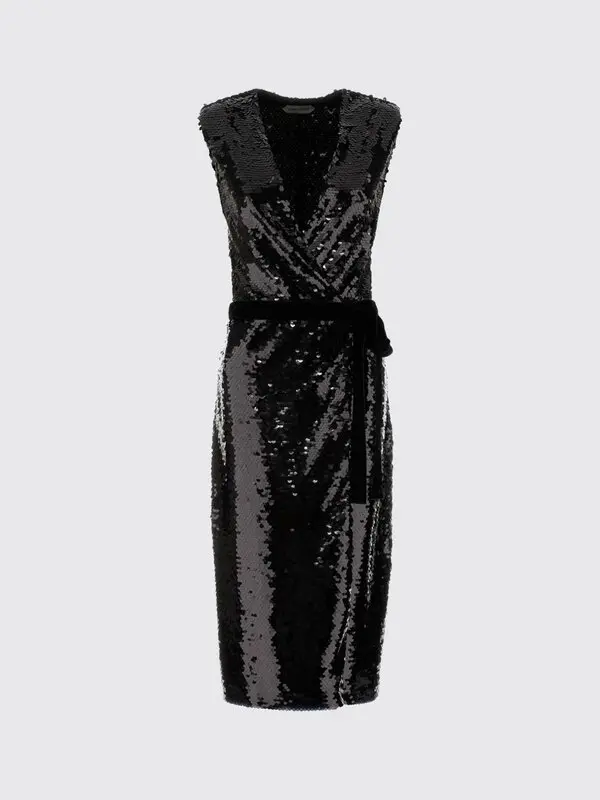 Alberta Ferretti Sleeveless Sequin Wrap Midi Dress