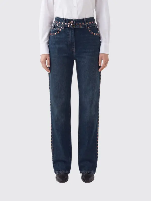 Dries Van Noten Persy Straight Fit Cotton Denim Jeans With Applied Studs
