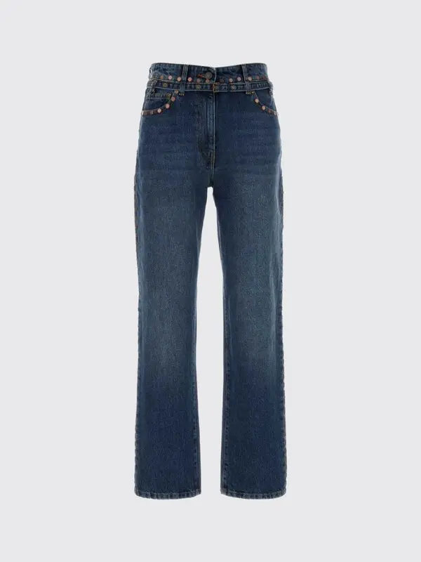 Dries Van Noten Persy Straight Fit Cotton Denim Jeans With Applied Studs