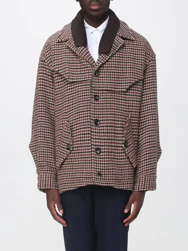 Emporio Armani Oversize Virgin Wool Shirt Jacket With Houndstooth Pattern