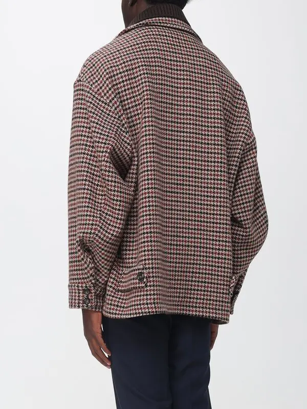 Emporio Armani Oversize Virgin Wool Shirt Jacket With Houndstooth Pattern