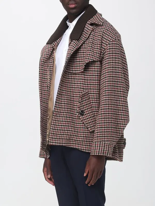 Emporio Armani Oversize Virgin Wool Shirt Jacket With Houndstooth Pattern