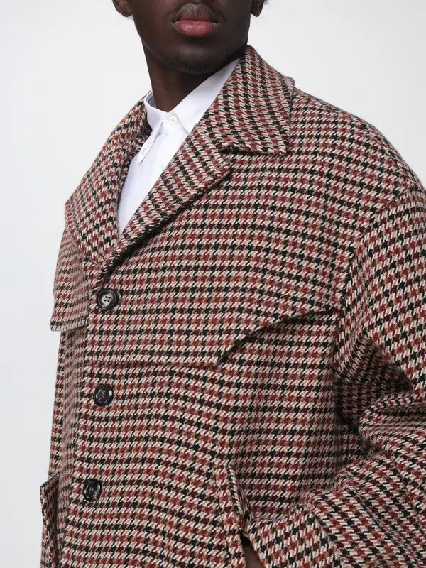 Emporio Armani Oversize Virgin Wool Shirt Jacket With Houndstooth Pattern