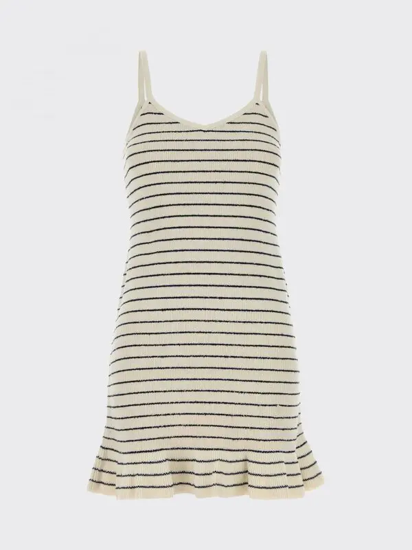 JW Anderson Striped Off-the-shoulder Cotton Sheath Mini Dress - White