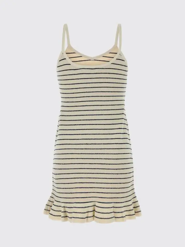 JW Anderson Striped Off-the-shoulder Cotton Sheath Mini Dress - White