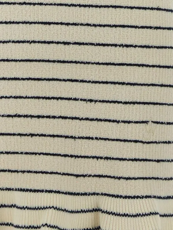 JW Anderson Striped Off-the-shoulder Cotton Sheath Mini Dress - White