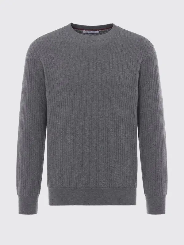Brunello Cucinelli Long-sleeved Cotton Crewneck Jumper - Grey
