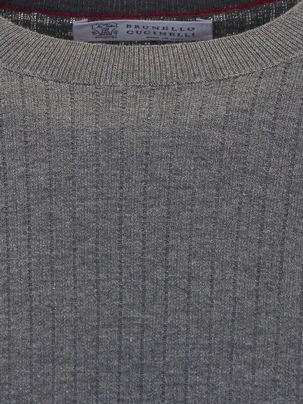 Brunello Cucinelli Long-sleeved Cotton Crewneck Jumper - Grey