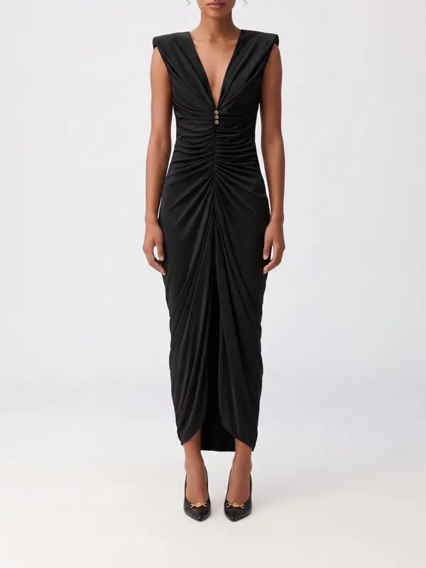 Versace Draped Off-the-shoulder Jersey Midi Sheath Dress