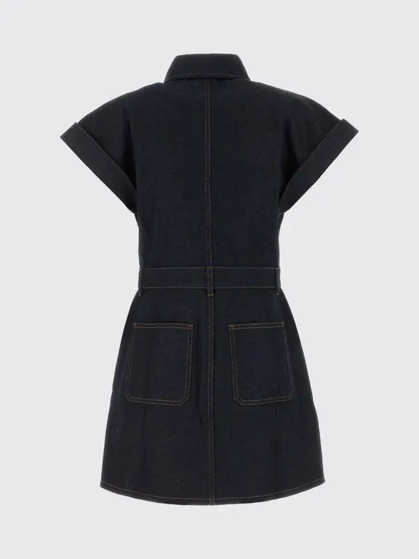 Givenchy Slim Fit Cotton Denim Mini Chemisier Dress With Embroidered Logo
