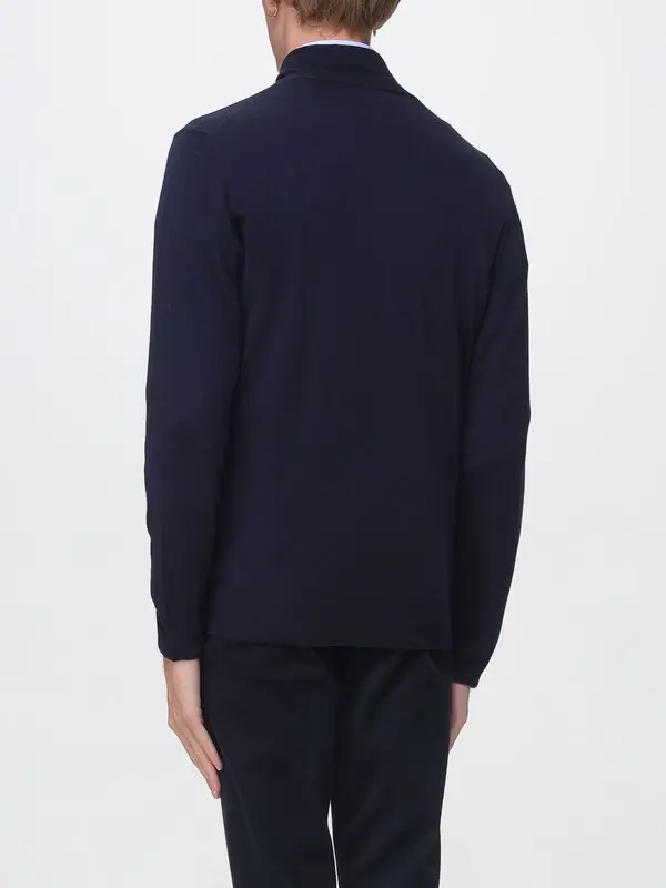 Canali Wool Cardigan Jumper With Turtleneck And Zip Closure - Blue