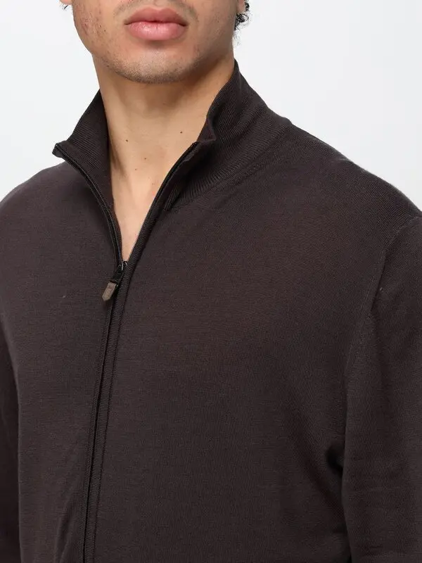 Canali Wool Cardigan Jumper With Turtleneck And Zip Closure - Grey
