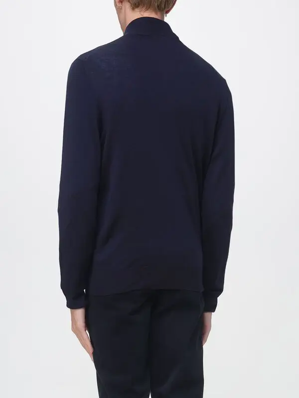 Canali Merino Wool Turtleneck Jumper With Half-zip Closure - Blue