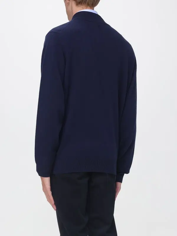 Canali Wool And Cashmere Blend Mock Neck Zip-up Cardigan - Blue