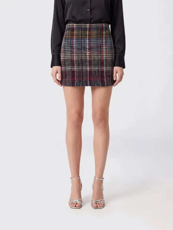 Missoni Slim Fit Check Pattern Pure Wool Knit Pencil Mini Skirt