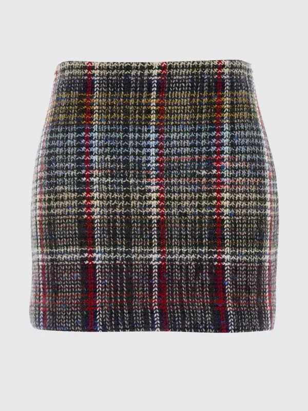 Missoni Slim Fit Check Pattern Pure Wool Knit Pencil Mini Skirt