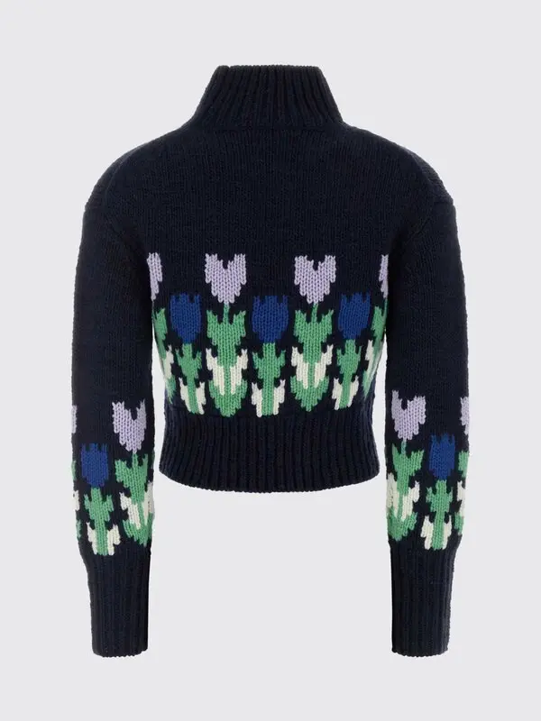 Chloé Cropped Floral Jacquard Wool Turtleneck Jumper
