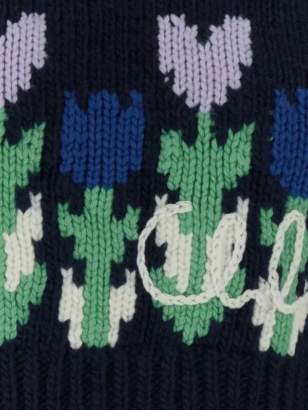 Chloé Cropped Floral Jacquard Wool Turtleneck Jumper