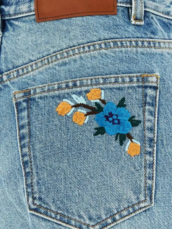 Chloé Mid-rise Wide-leg Jeans In Cotton Denim With Embroidery