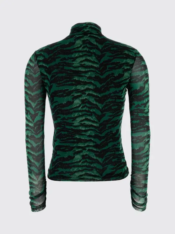 Diane Von Furstenberg Animal Print Slim Fit Viscose Turtleneck Top