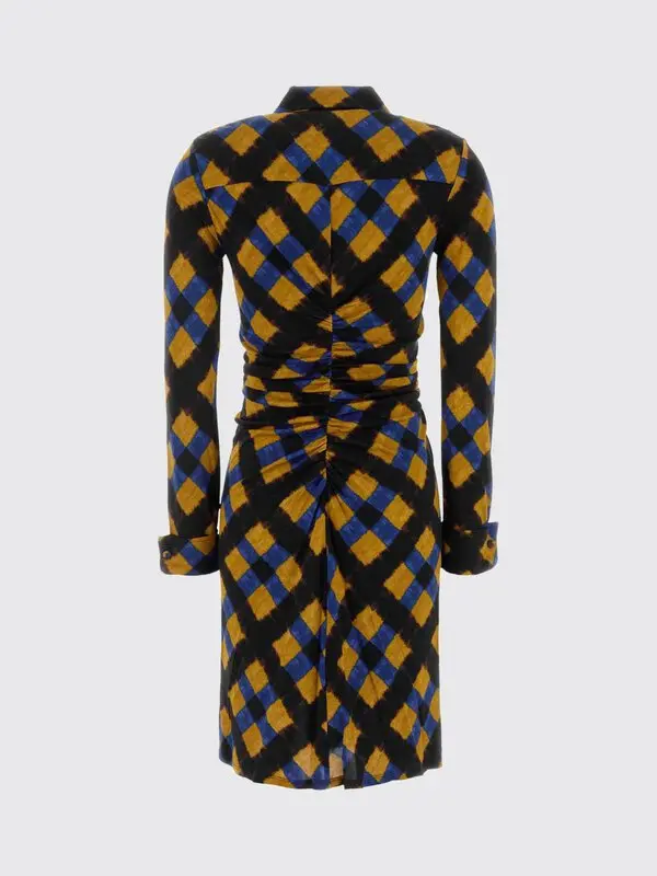 Diane Von Furstenberg Diamond Print Viscose Midi Shirt Dress