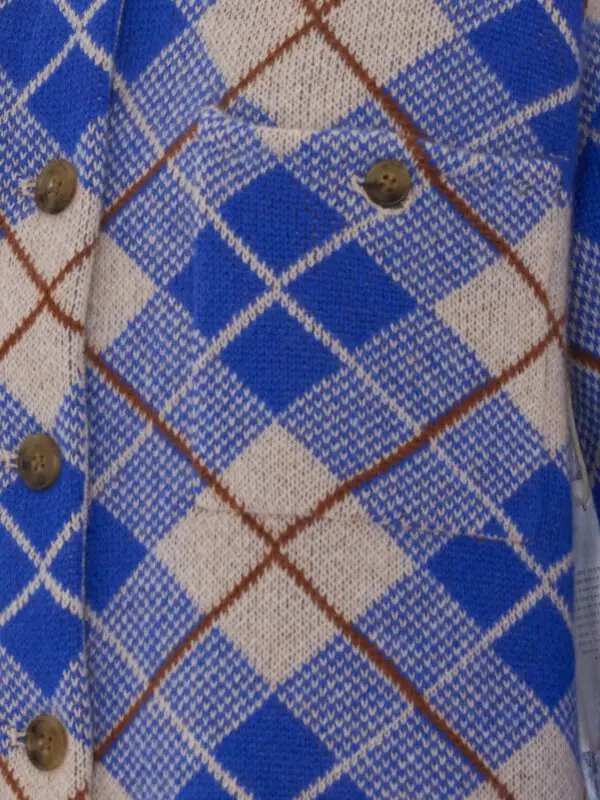 Guest In Residence Argyle Pattern 100% Cashmere Shirt Cardigan - Brown