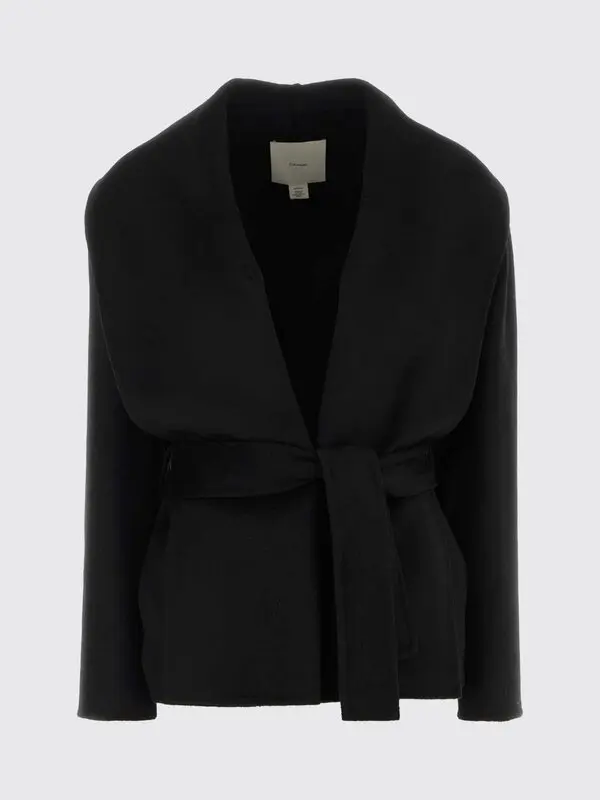 Calvin Klein Short Wool Blend Robe Coat With Tie-waist Belt