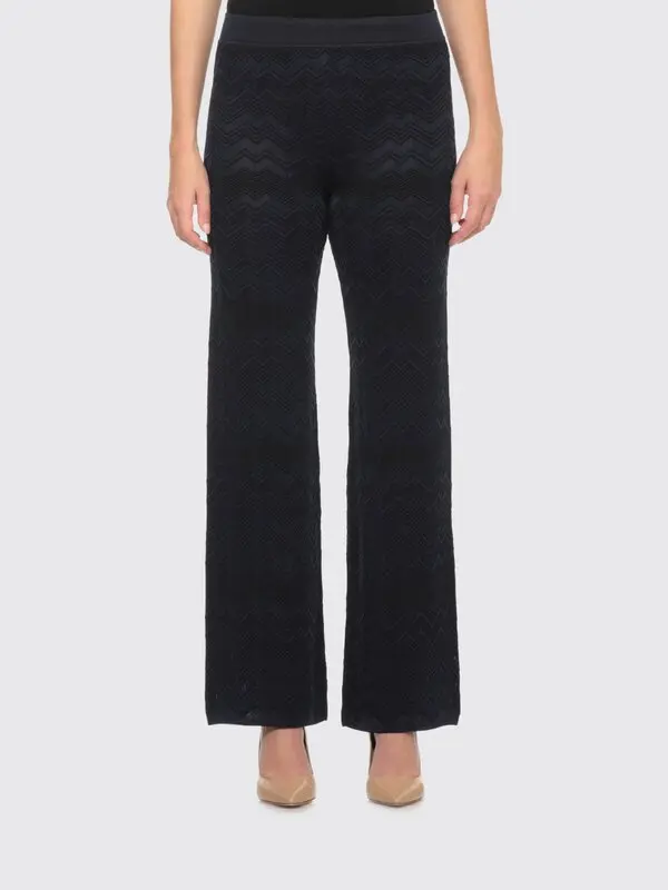Missoni Straight-leg Knitted Trousers In Wool Blend With Zig-zag Pattern
