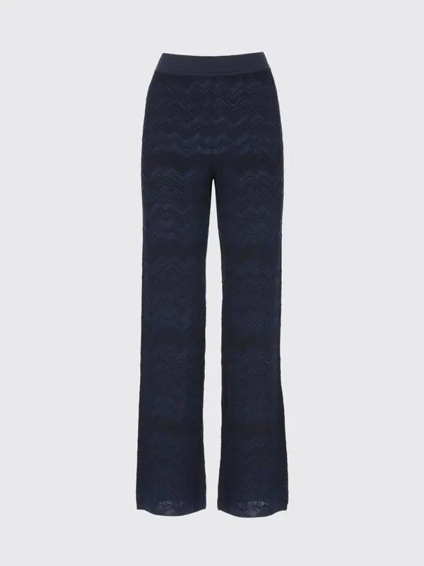 Missoni Straight-leg Knitted Trousers In Wool Blend With Zig-zag Pattern