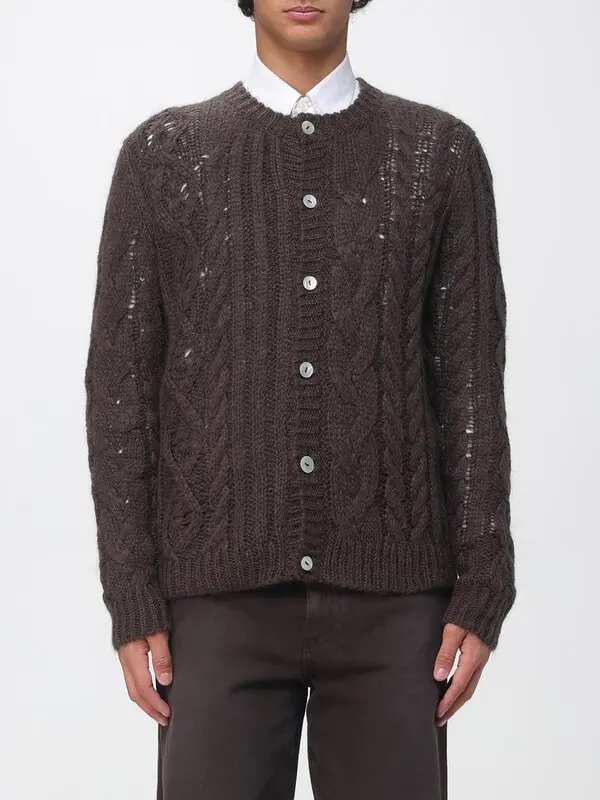 PAURA Open-knit Mohair Blend Cardigan With Button Closure