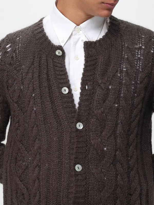 PAURA Open-knit Mohair Blend Cardigan With Button Closure