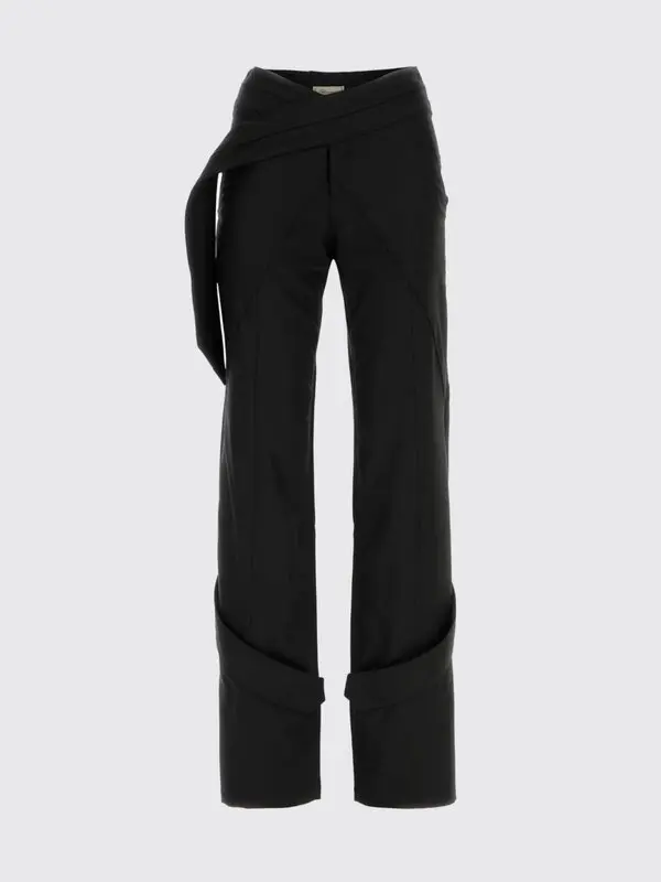 Blumarine Low-rise Straight Trousers In Wool Blend With Straps