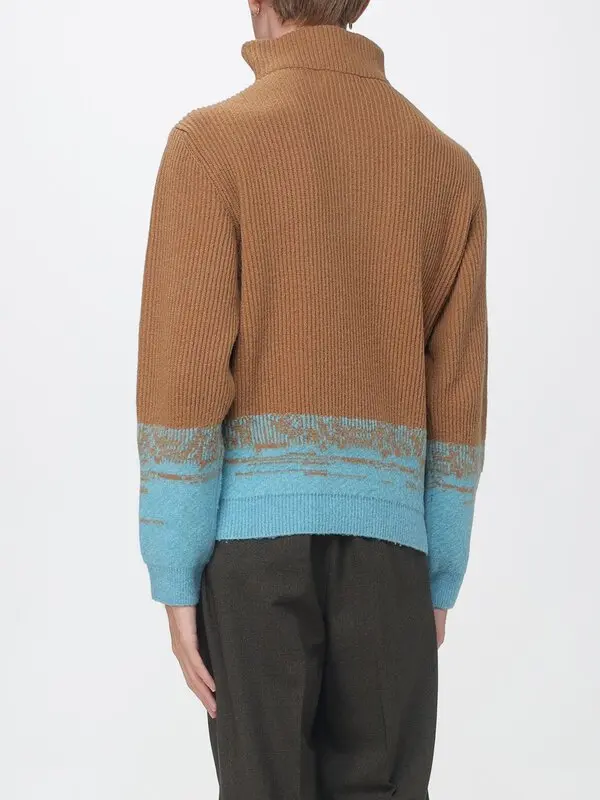 PAURA Wool High Neck Jumper With Zip And Bicolour Abstract Pattern