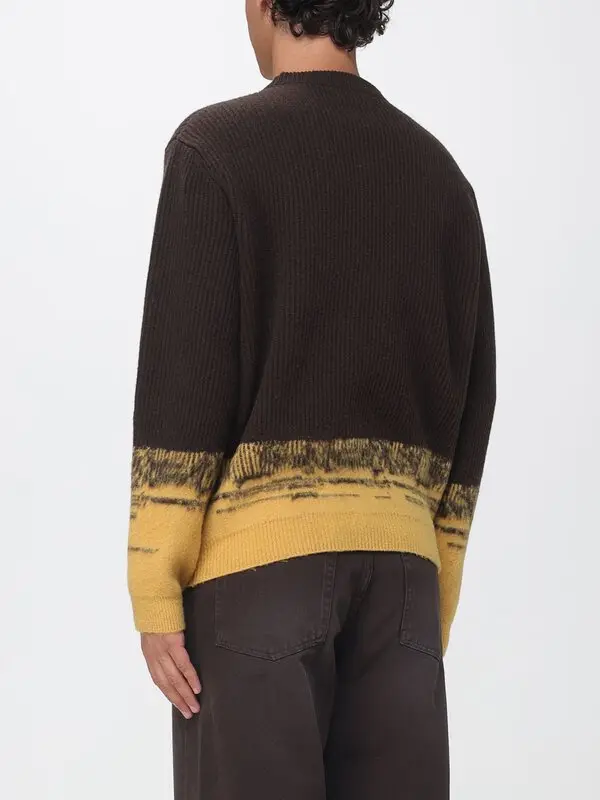 PAURA Wool Blend Crew Neck Jumper With Abstract Pattern And Dropped Shoulders