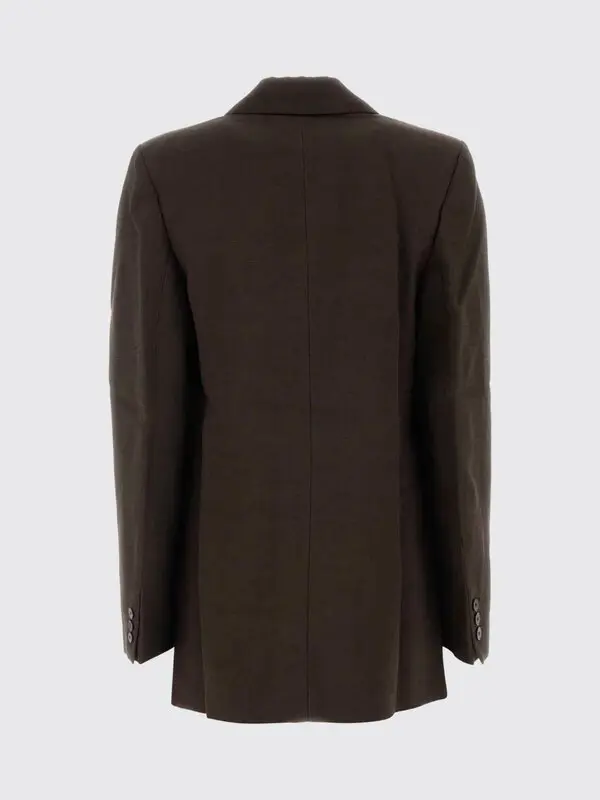Co Single-breasted Cropped Blazer In Visse And Linen Blend With Peak Lapels